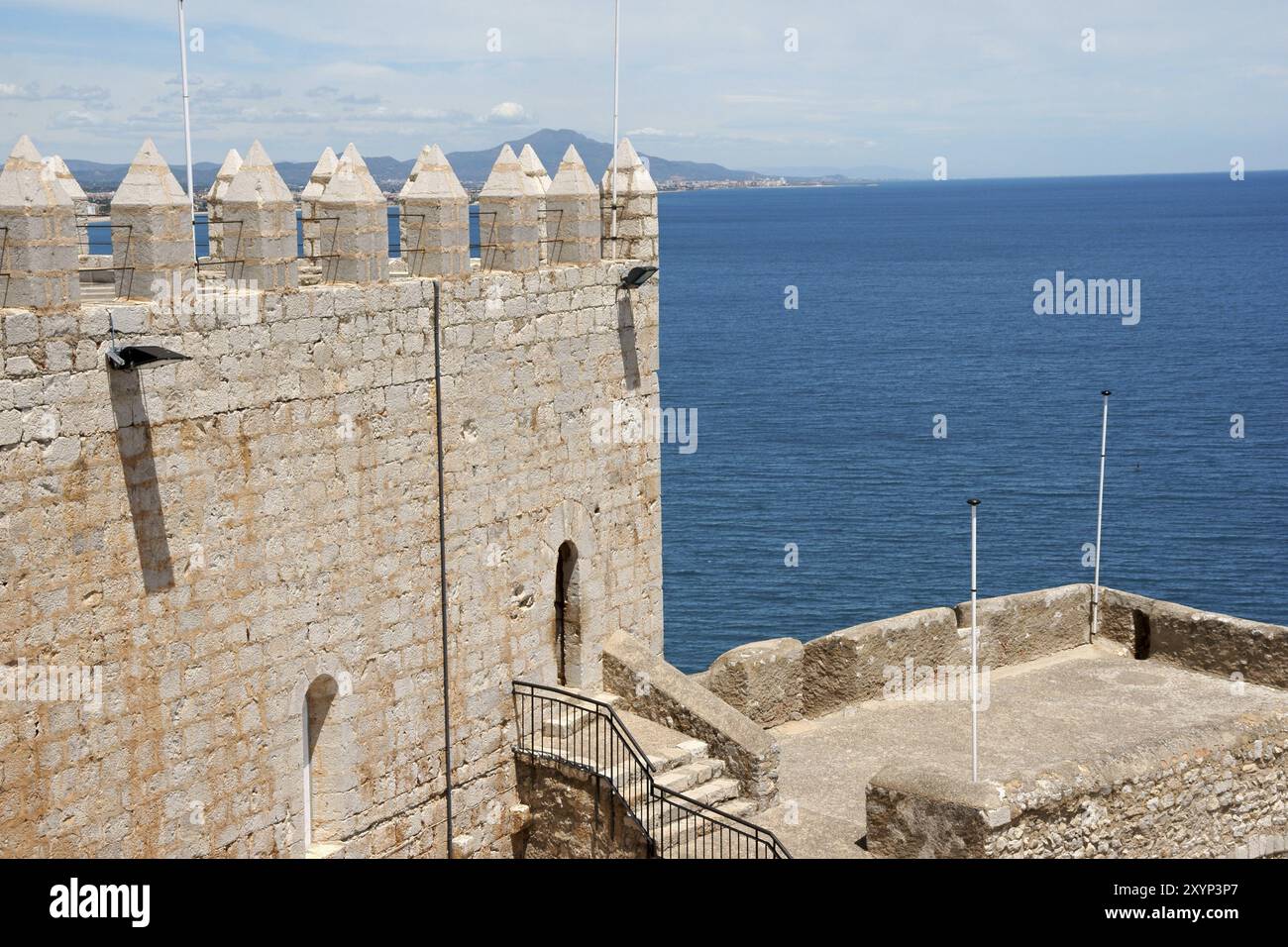 View of Pope Luna's Palace in Peniscola, Valencia Province, Spain. In ...