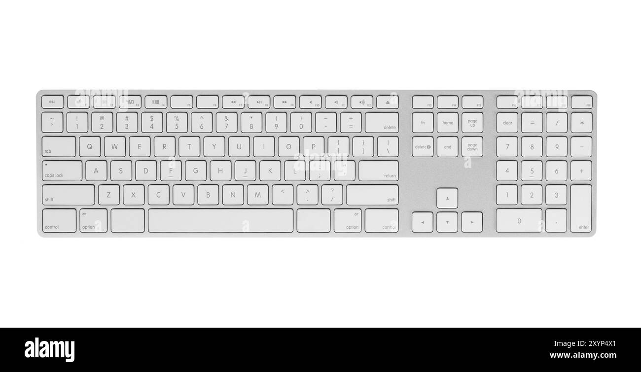 Gray keyboard isolated on white background. Closeup, top view Stock ...