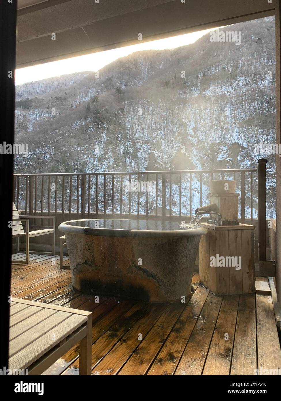 Steaming Outdoor Onsen in the Japanese Alps Stock Photo - Alamy