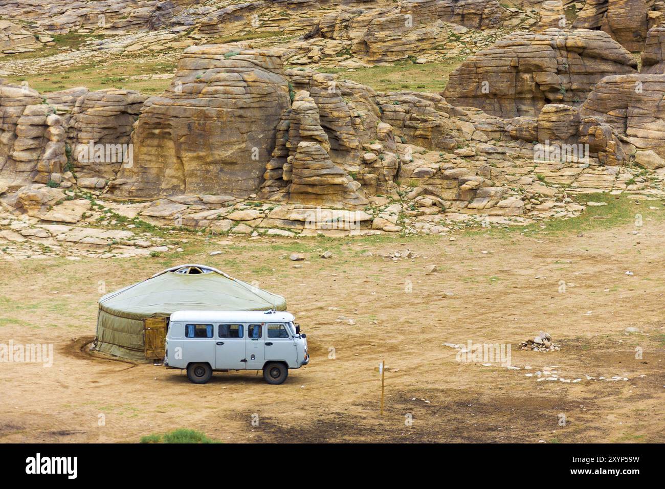 A Russian made tourist van nicknamed the loaf parked outside a yurt in ...