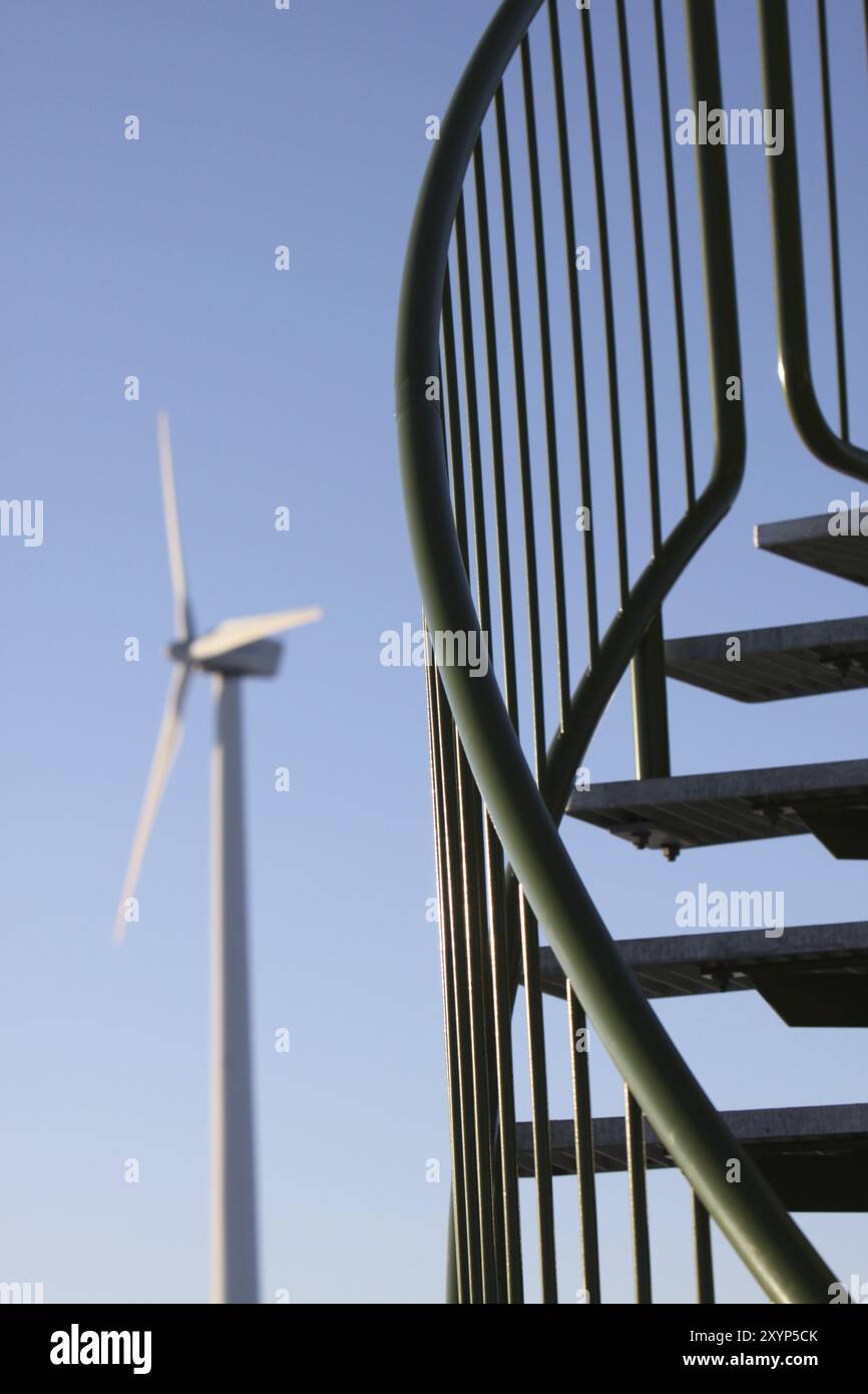 Spiral staircase with wind turbine Stock Photo - Alamy