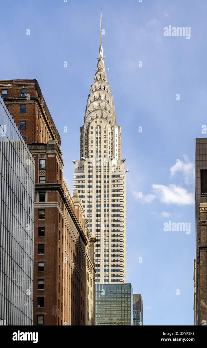 Chrysler Building, New York City with clear sky, view from the distance ...