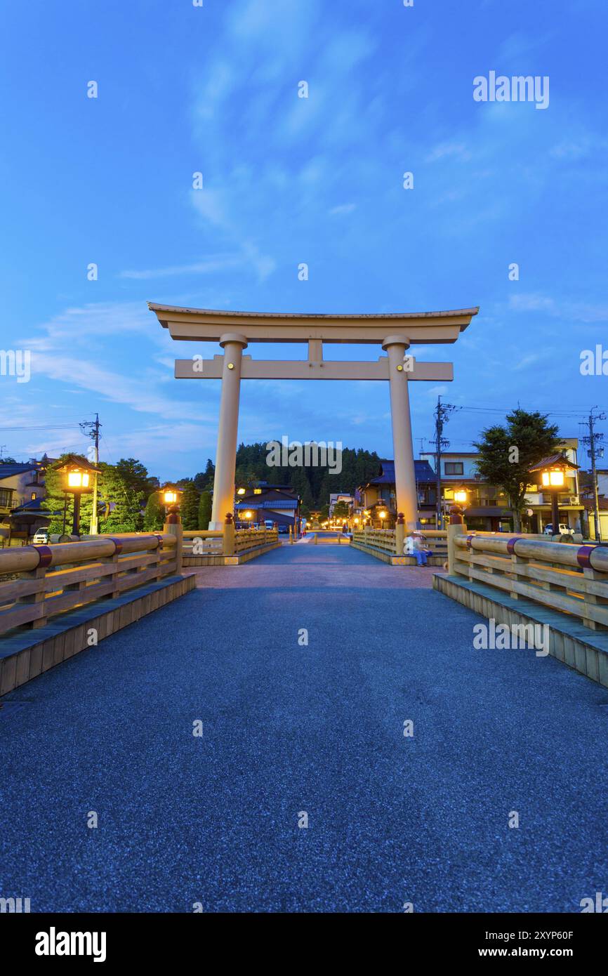 Miyamae bashi bridge leads to large landmark torii gate and important ...