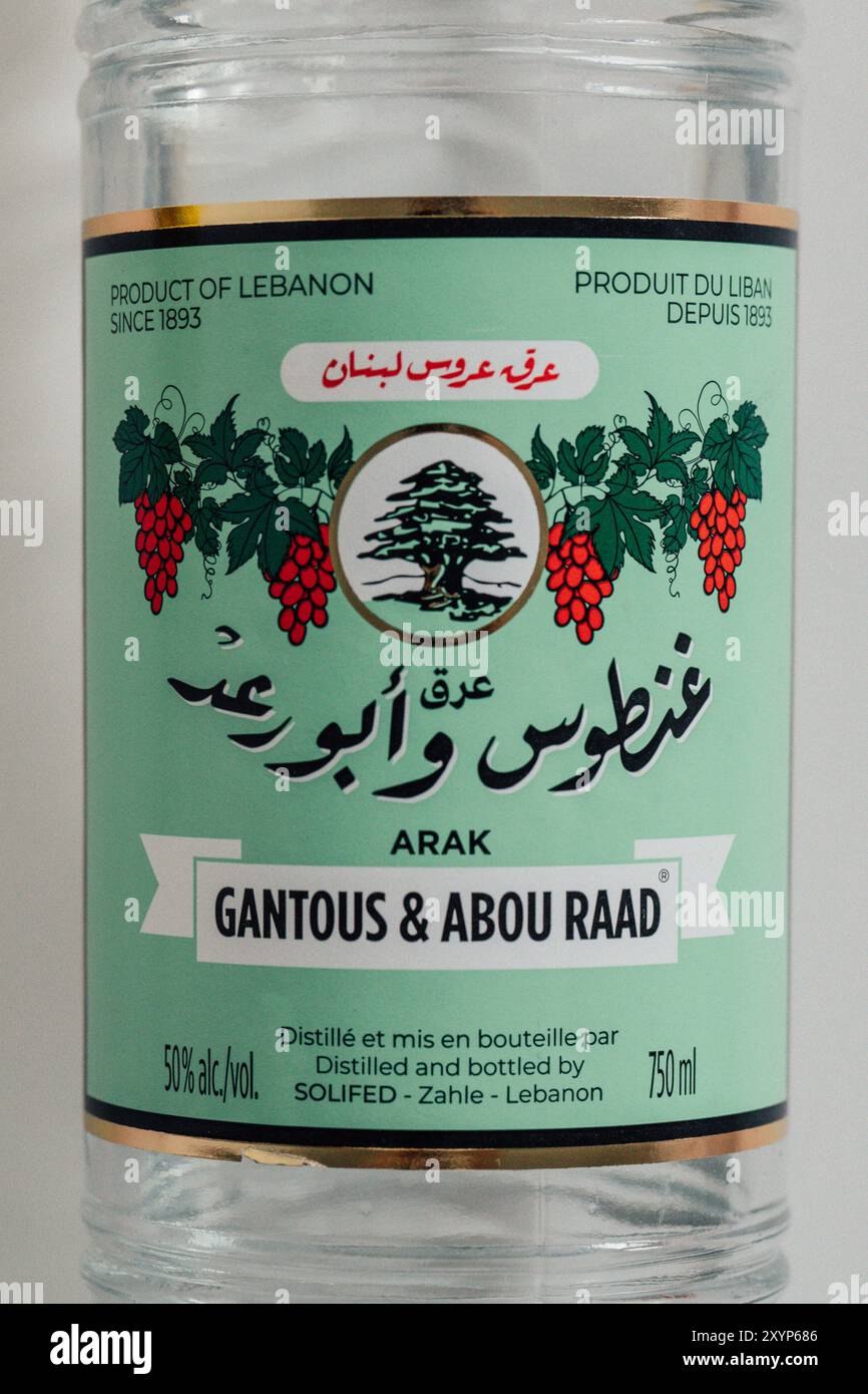 750ml bottle label of Gantous and Abou Raad Arak from Zahle, Lebanon ...