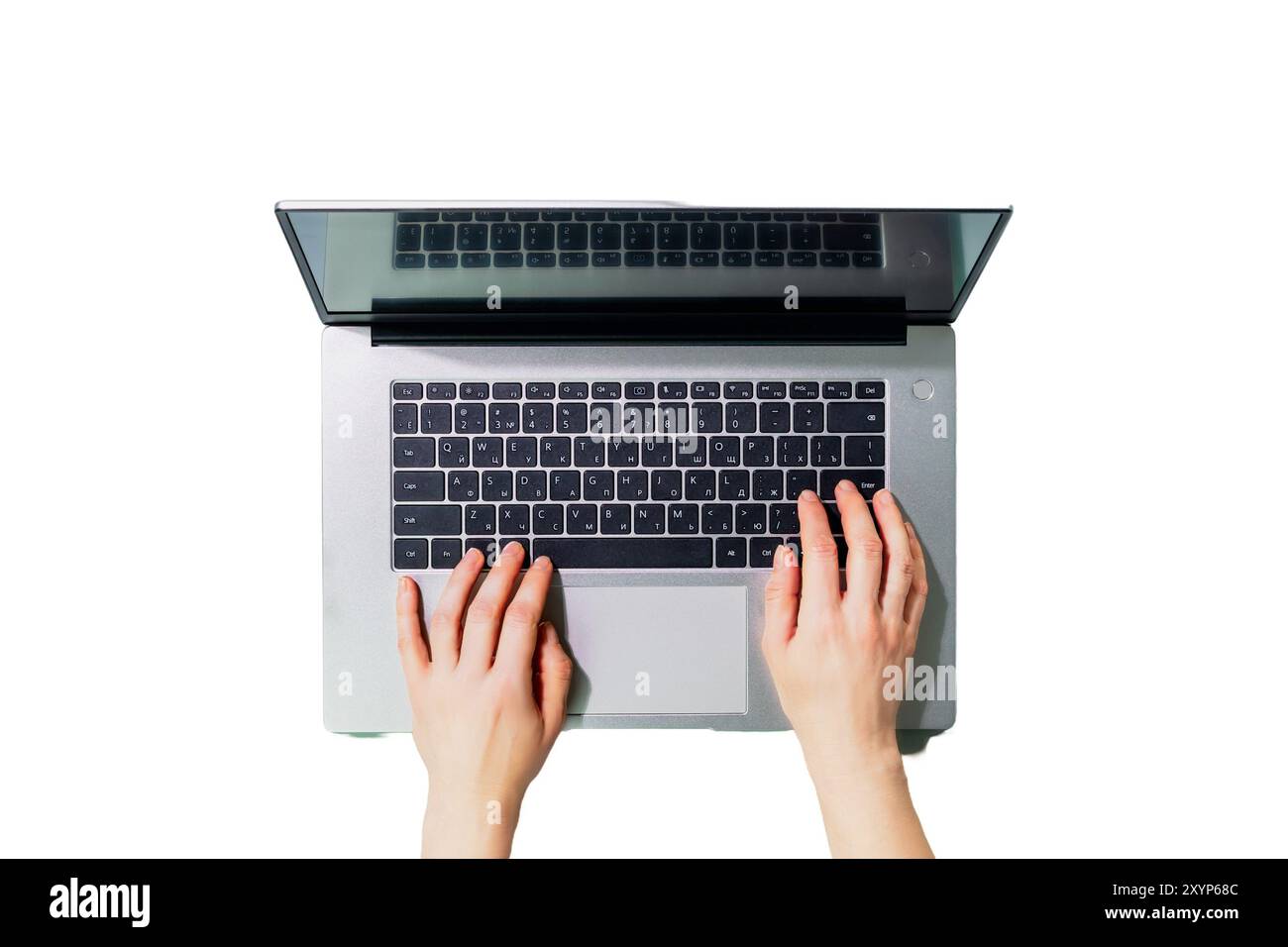 Minimalist white laptop keyboard Cut Out Stock Images & Pictures - Alamy