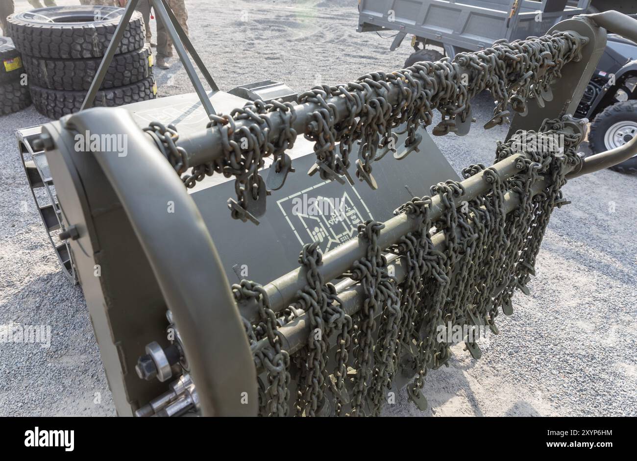 A Ukrainian-made demining robot is seen before being sent to the troops ...