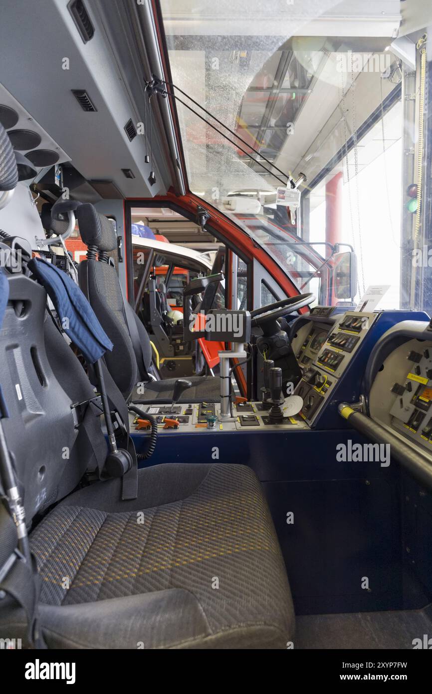 Cockpit in a fire engine Stock Photo - Alamy