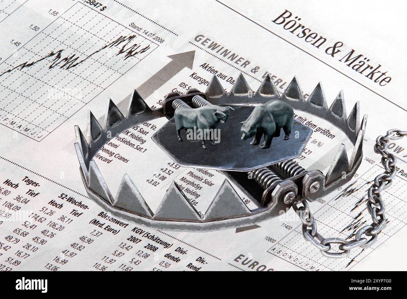 Bull and bear trapped Stock Photo - Alamy