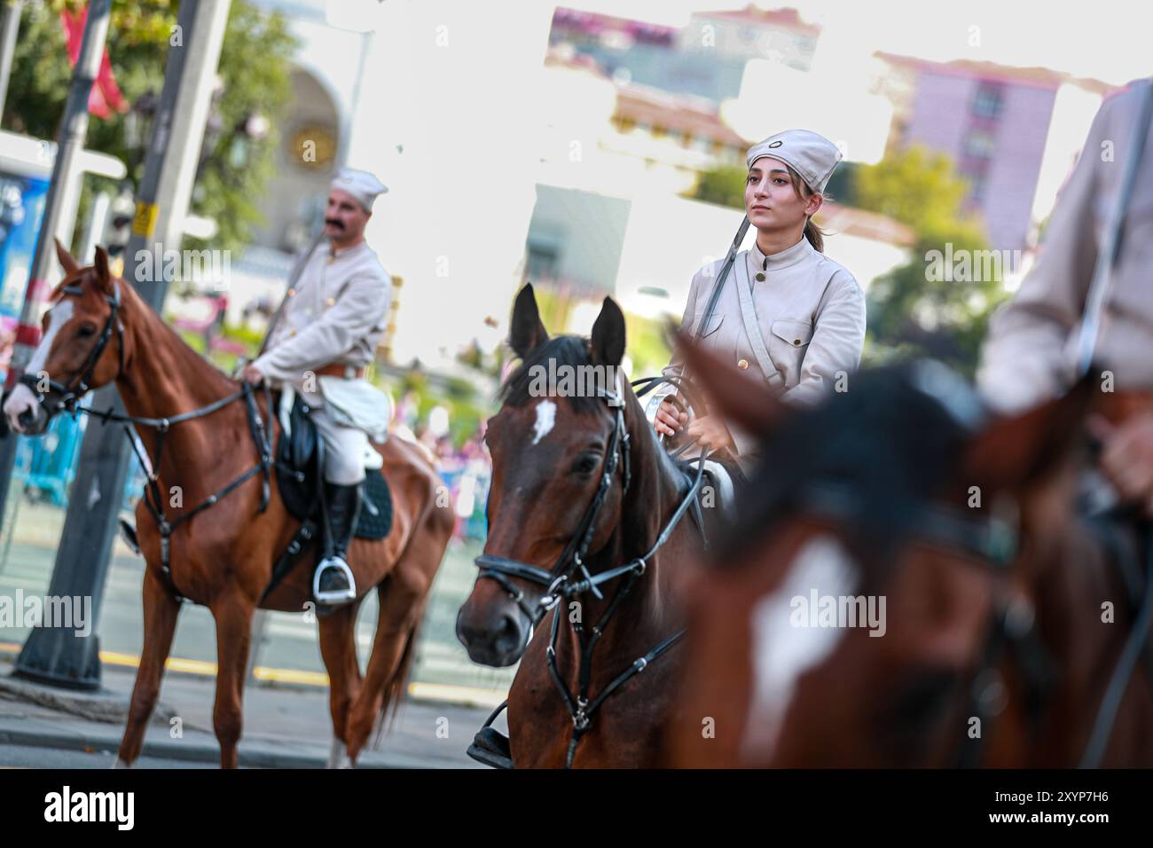 A military woman of the Turkish Armed Forces (TSK) seen on the horse ...