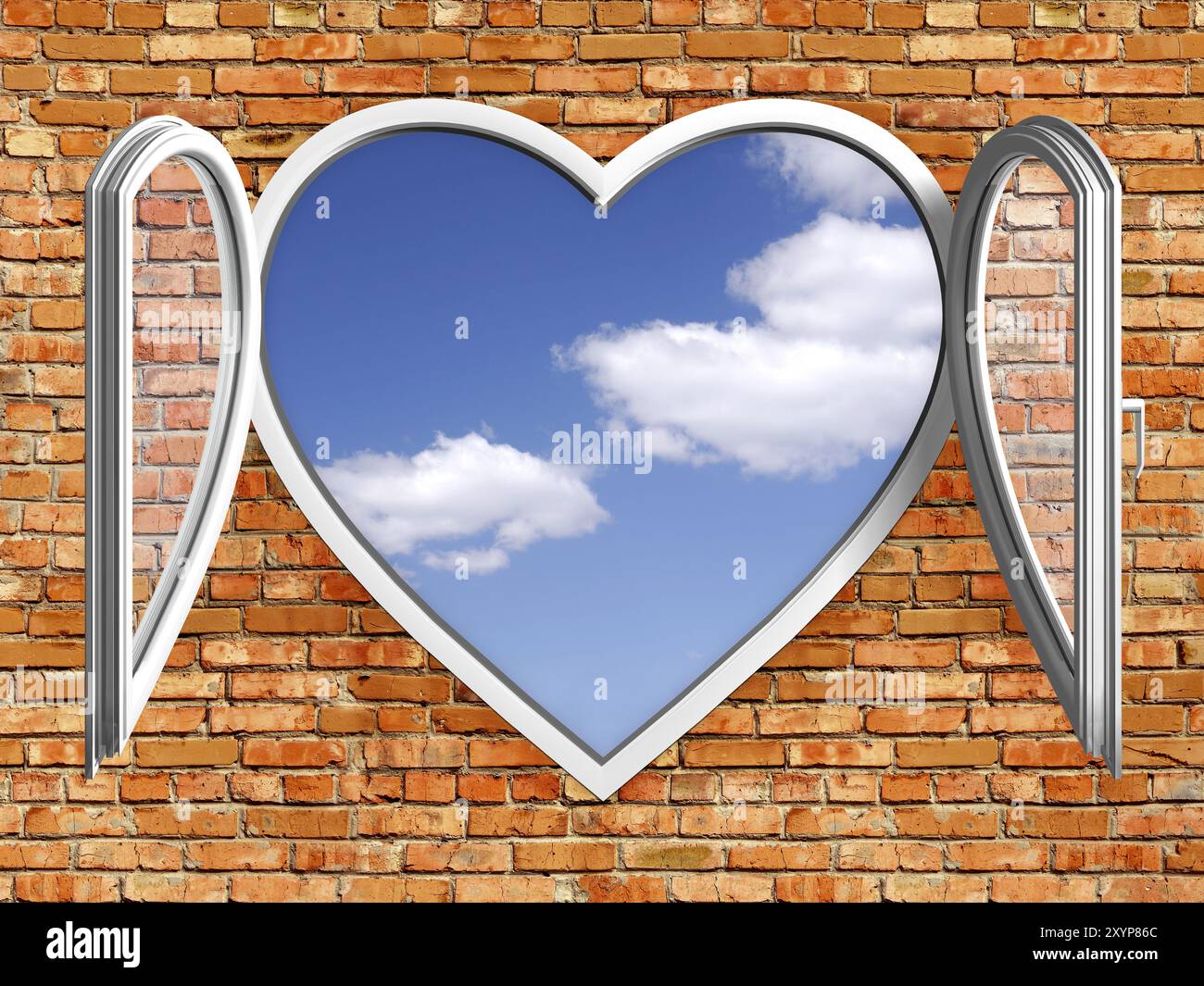 Conceptual stock photo-illustration of Blue summer sky behind an open ...