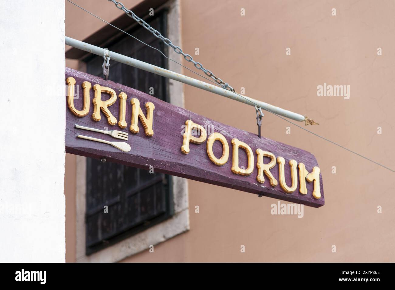 Nameplate of a restaurant in Stari Grad Stock Photo - Alamy