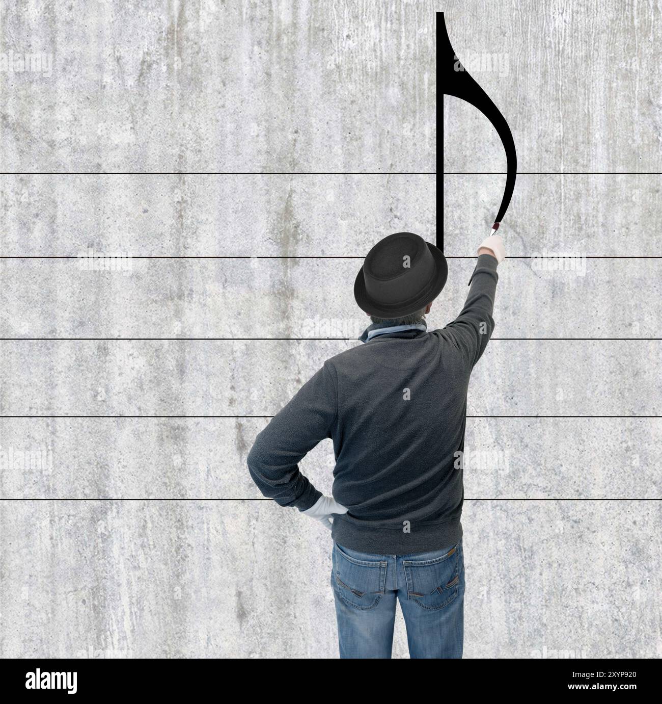 Concrete wall with musical notes hi-res stock photography and images ...