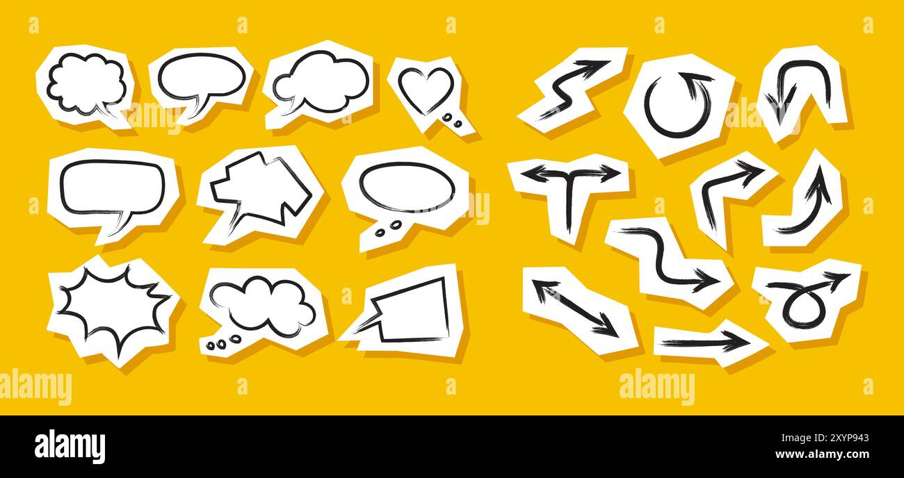Grunge cutout stickers, speech bubbles, arrows Stock Vector Image & Art ...