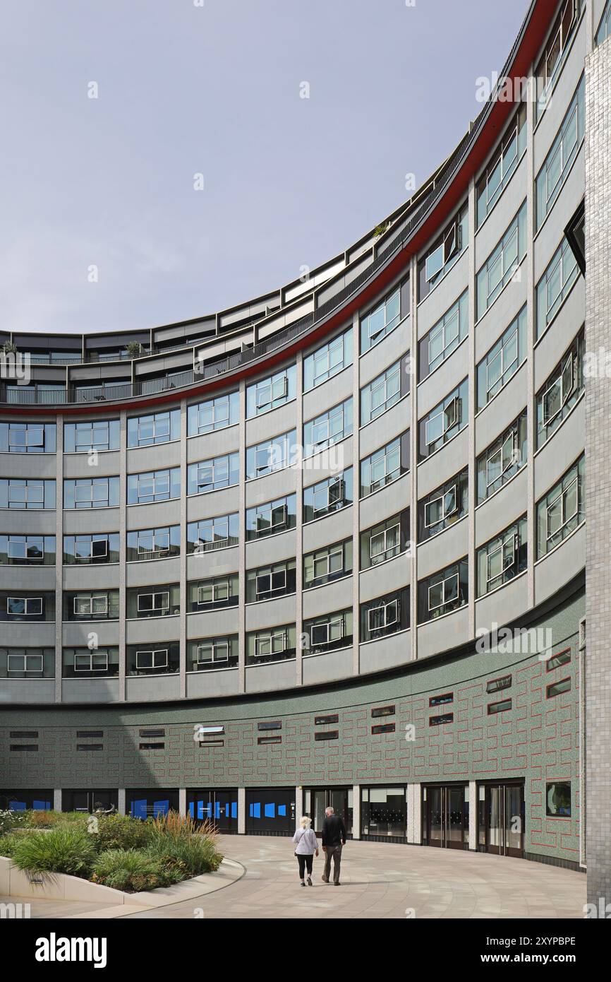 The circular courtyard of Television Centre, Wood Lane, London. Former ...