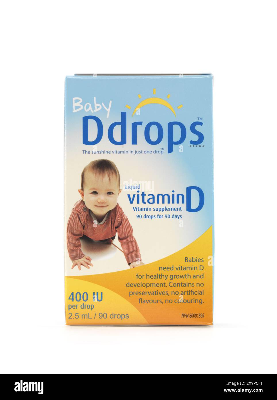 Liquid natural Vitamine D drops Ddrops for babies isolated on white ...