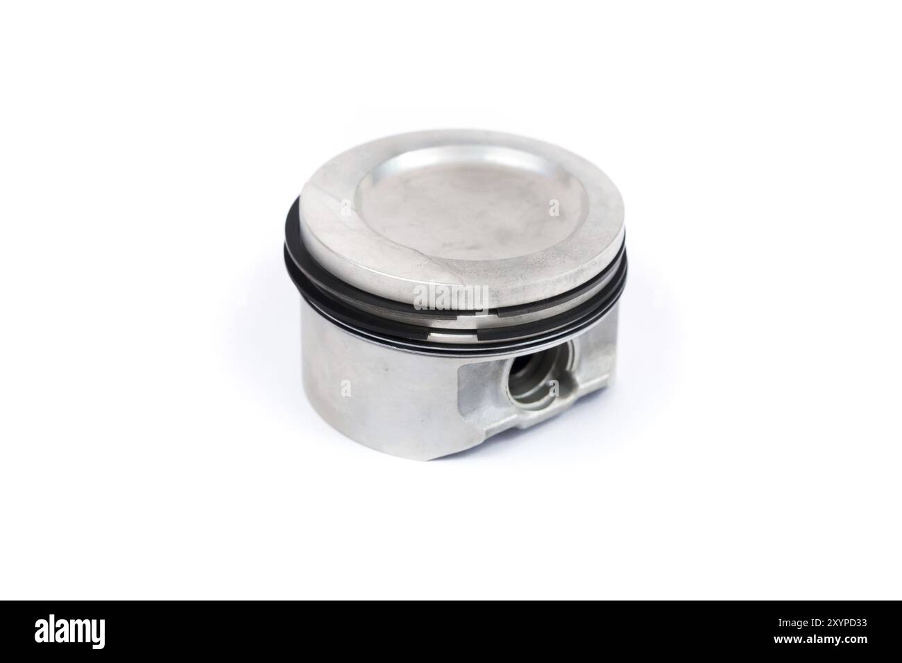 A close-up piston of an internal combustion engine with piston rings ...