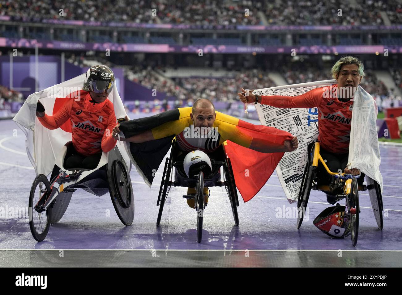 From left, Silver medalist Japan's Tomoki Sato, winner Belgium's Maxime ...