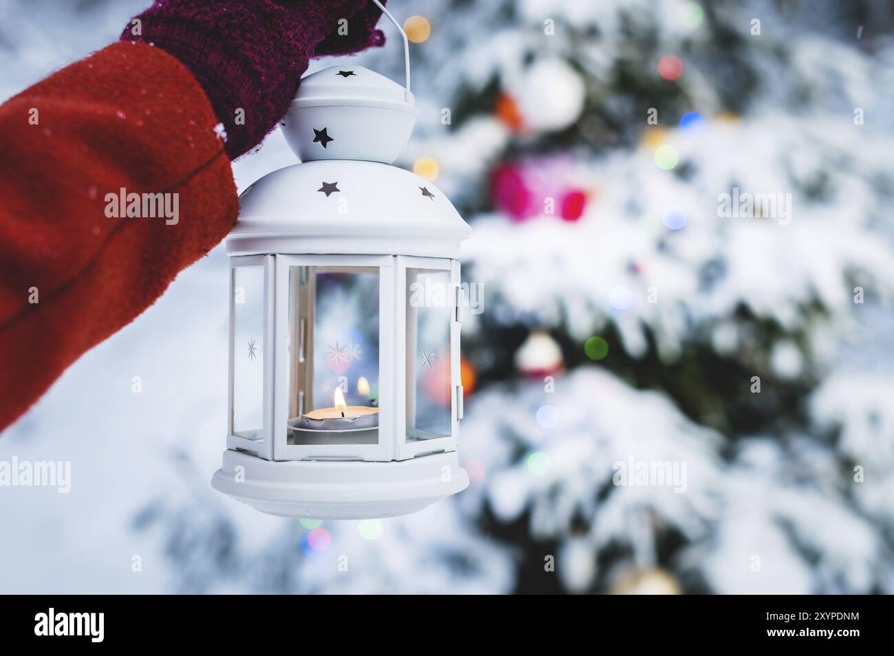Hand holding lantern woods hi-res stock photography and images - Alamy
