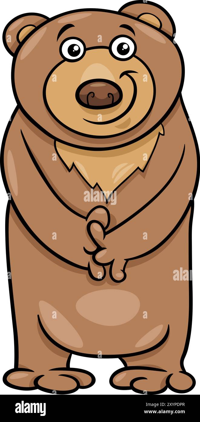 Cartoon illustration of funny brown bear comic wild animal character ...