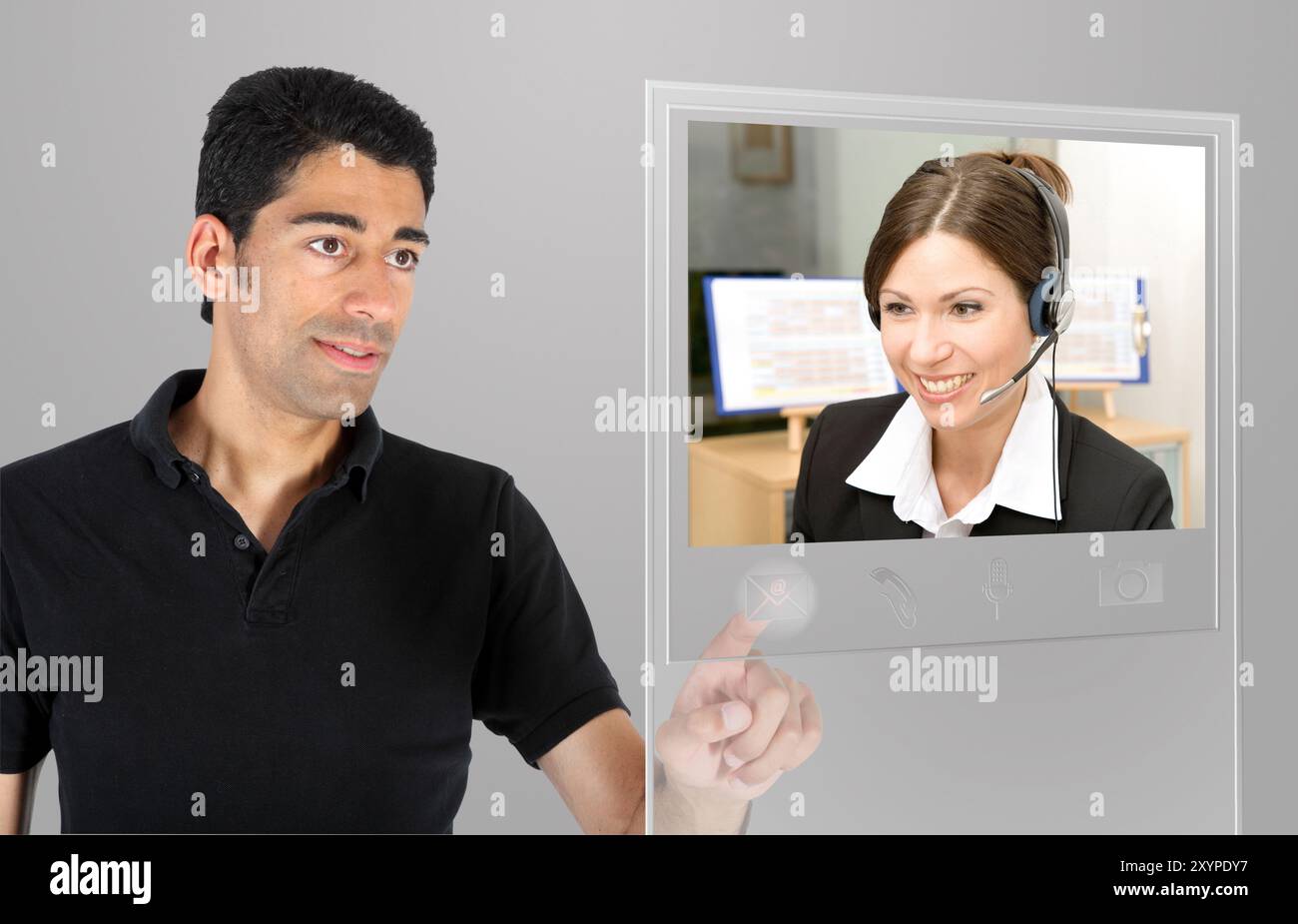Communication via a touch screen display Stock Photo - Alamy