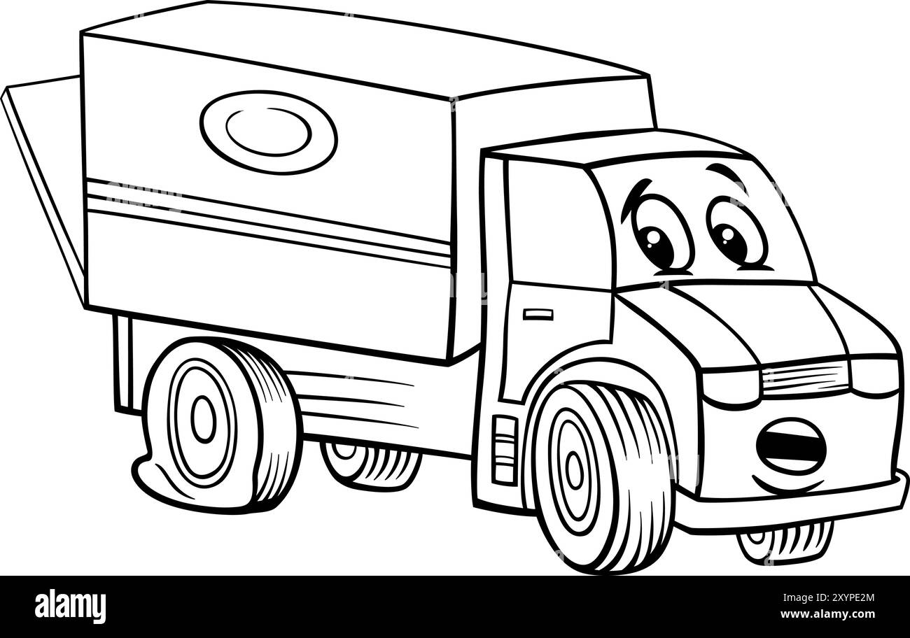 Cartoon illustration of funny truck or lorry vehicle comic character ...