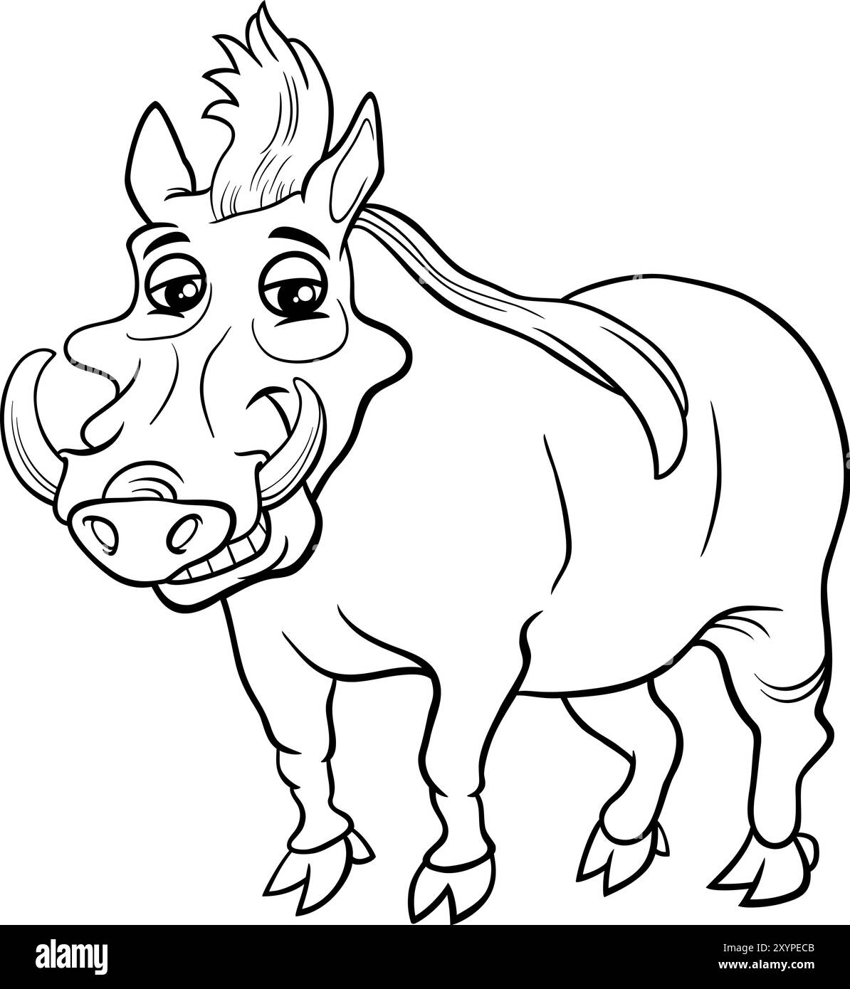 Cartoon ilustration of funny warthog wild animal character coloring ...