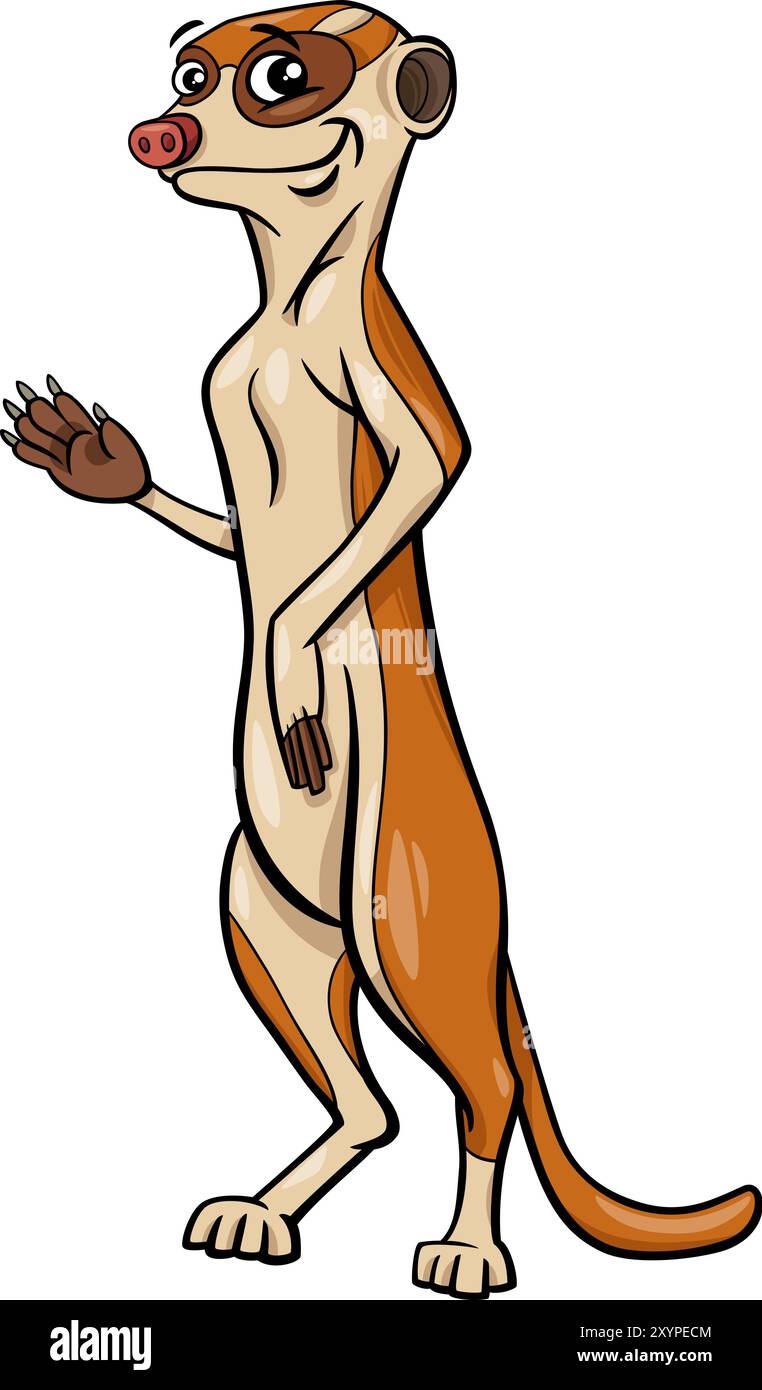 Cartoon illustration of funny meerkat wild animal character Stock ...
