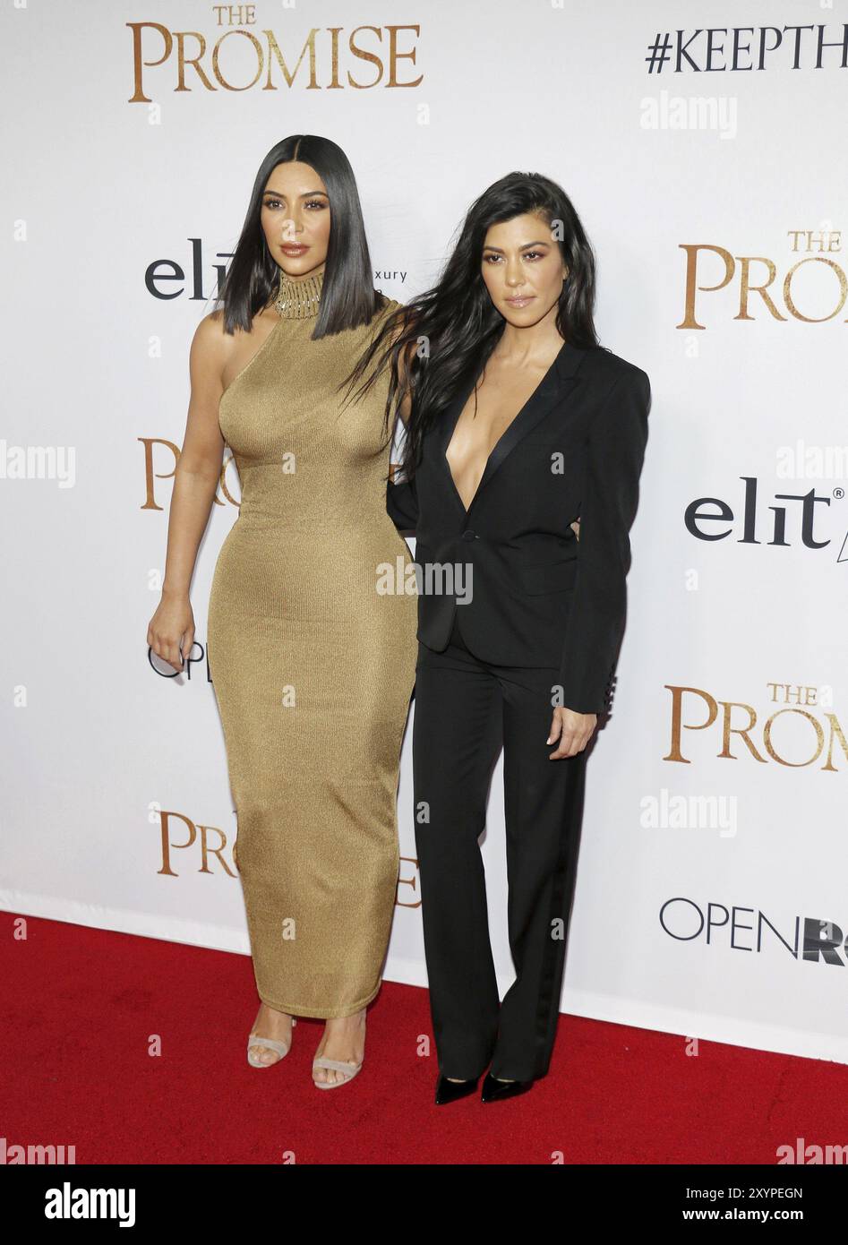 Kim Kardashian West and Kourtney Kardashian at the Los Angeles premiere ...