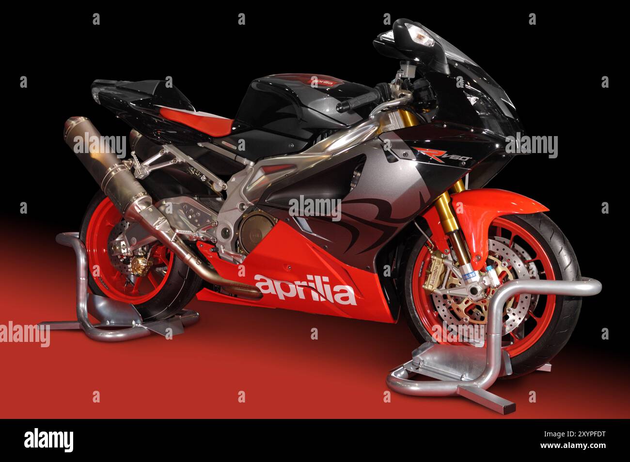 Stock photo of Red Aprilia RSV 1000 R V60 Italian supersport motorcycle ...
