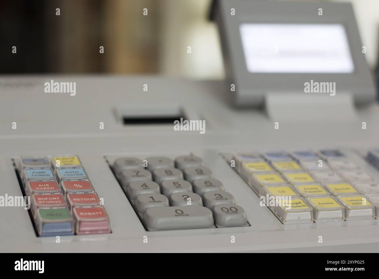 Cash register in a shop: Customer is paying purchase Stock Photo - Alamy