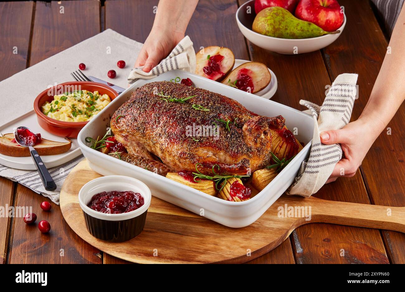 Roast duck with cranberry toping Stock Photo - Alamy