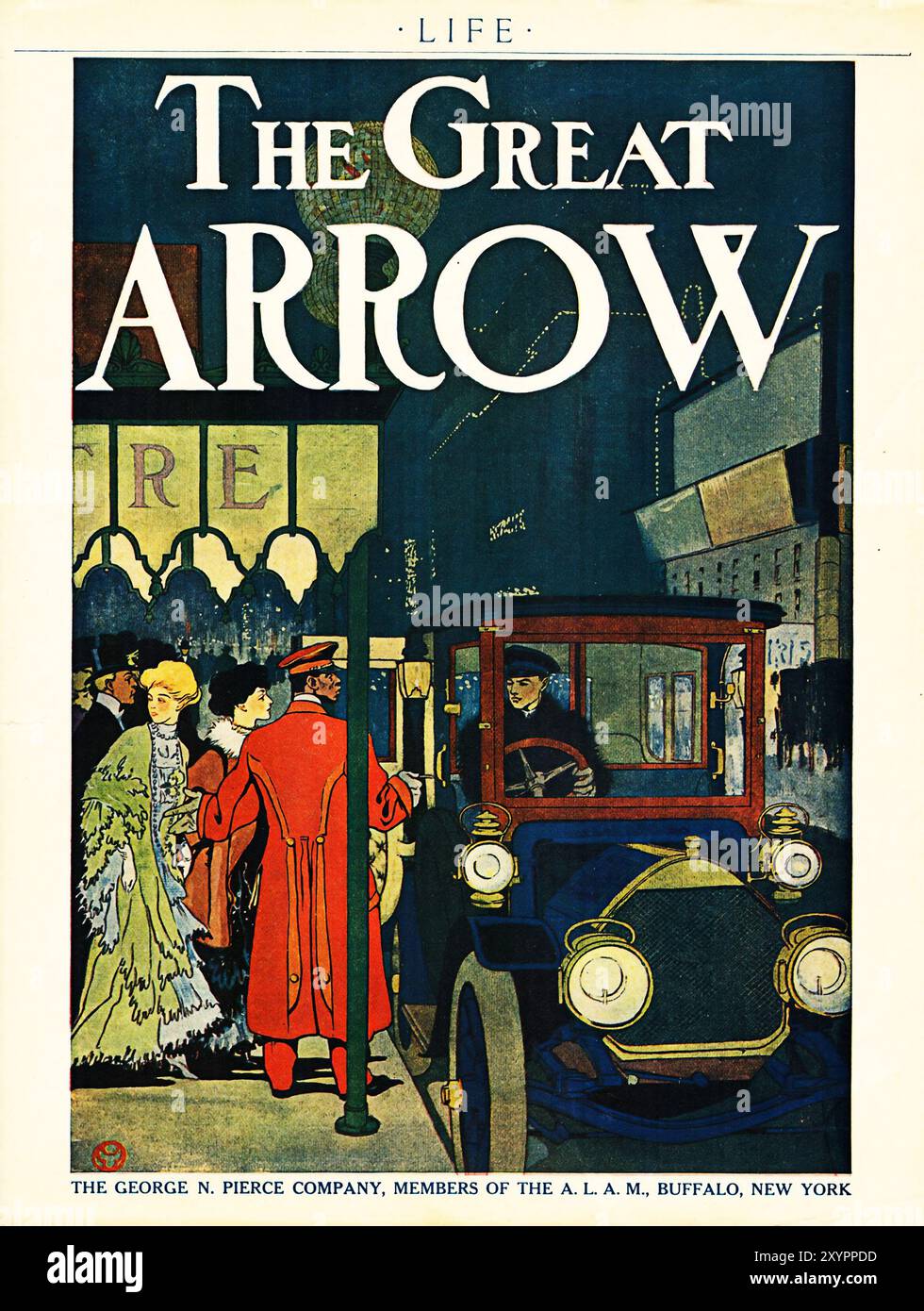1908 Pierce-Arrow Great Arrow Limousine. Vintage Advertising Art for ...