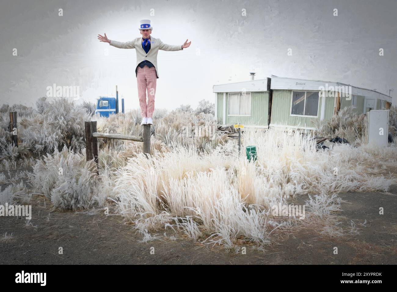 USA; Oregon, Lawen, Uncle Sam Sunday Sermon Stock Photo - Alamy
