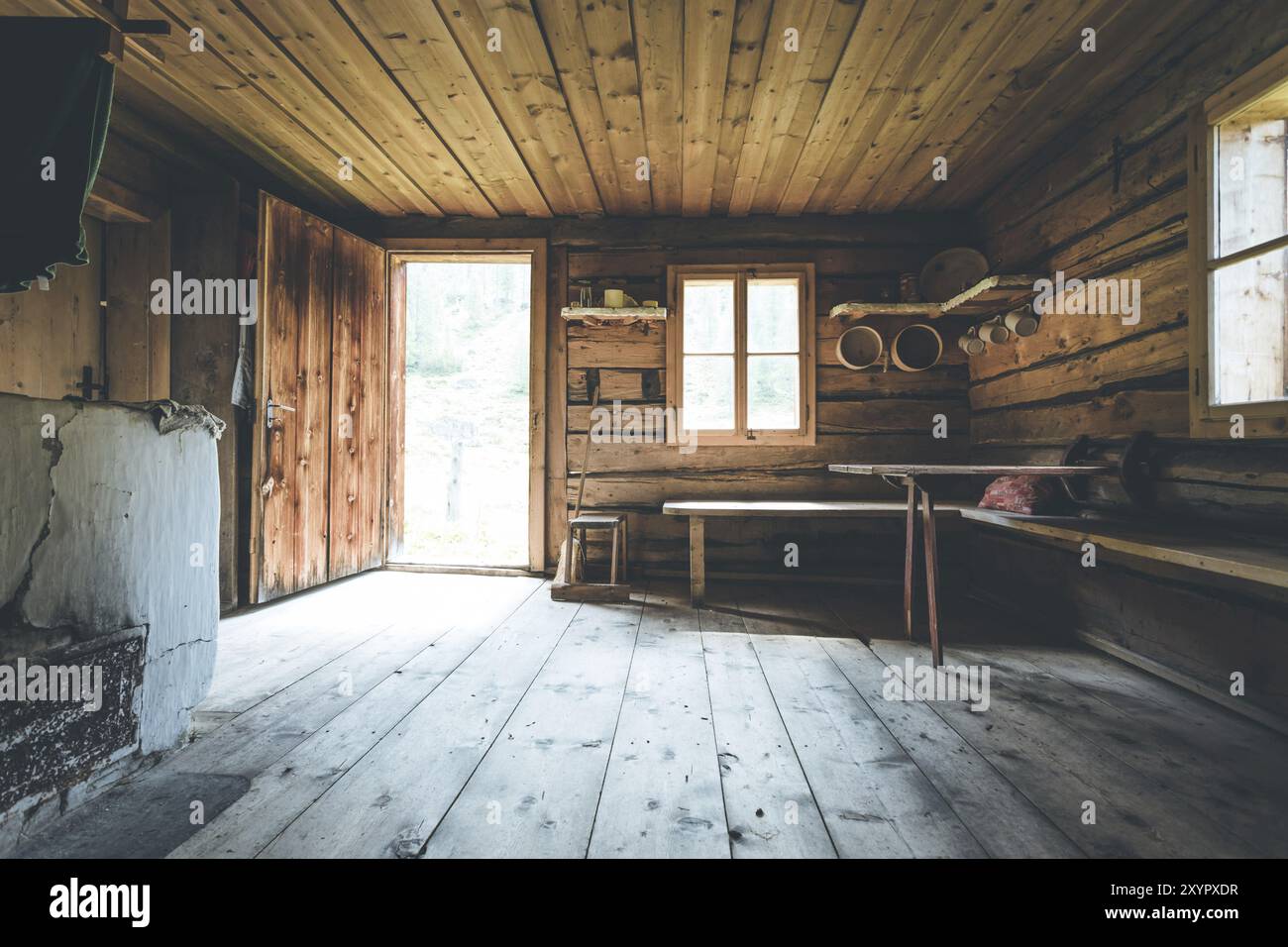 Interior old wooden mountain hut hi-res stock photography and images ...