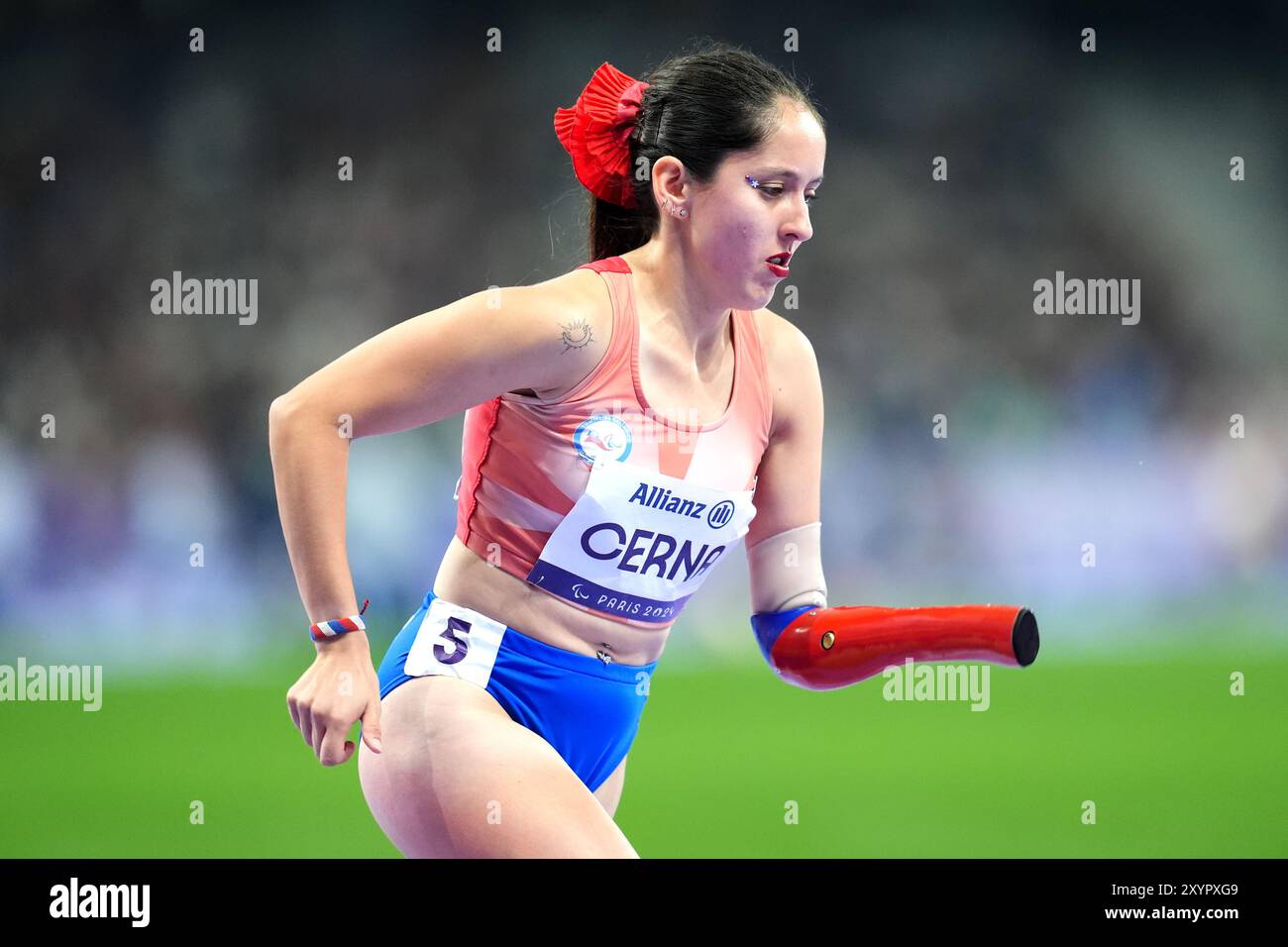 Chile's Amanda Cerna competes in the Women's 400m T47 Round 1 Heat 2 at ...