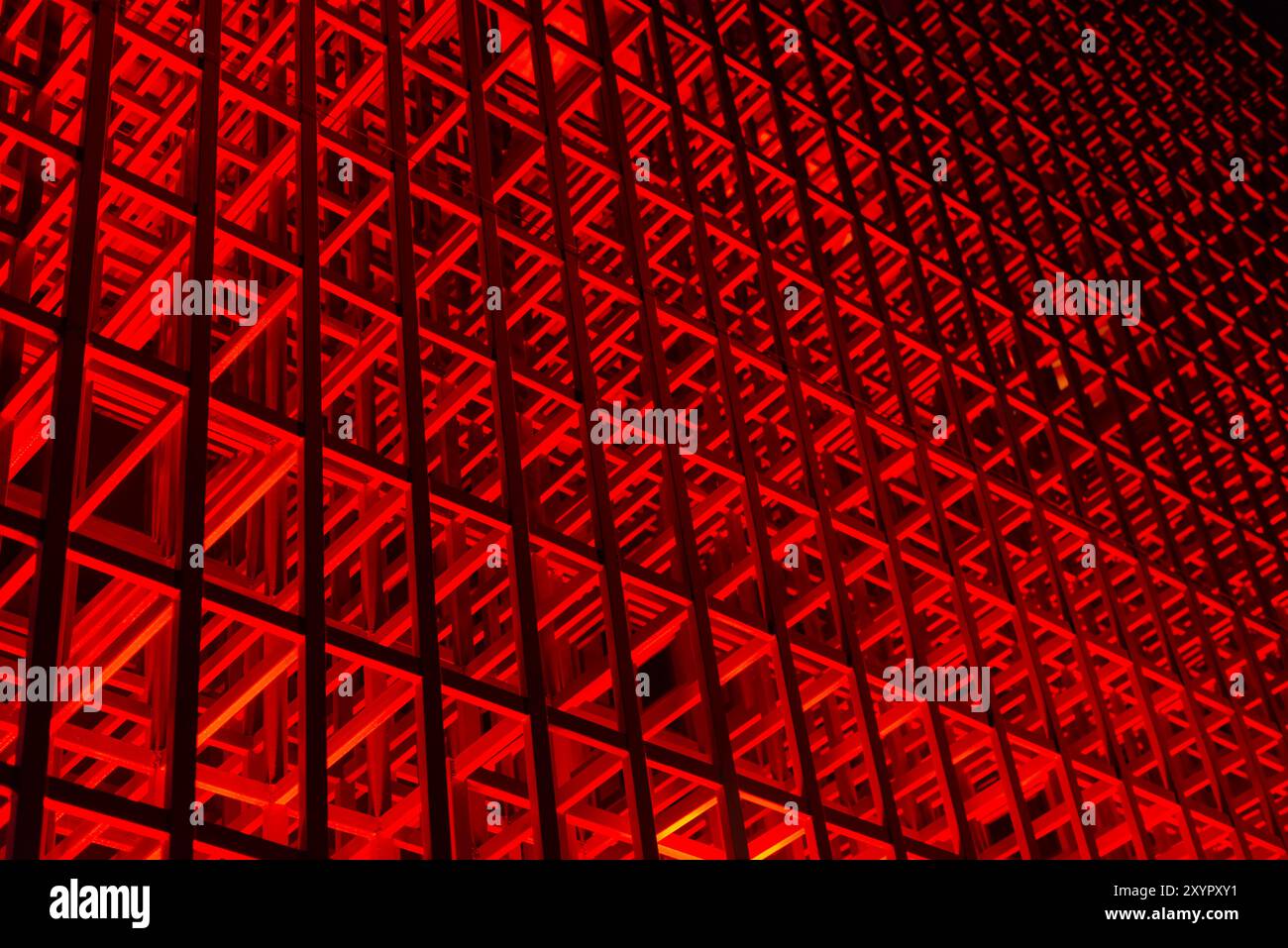 Red metal framework truss lattice abstract background texture Stock ...