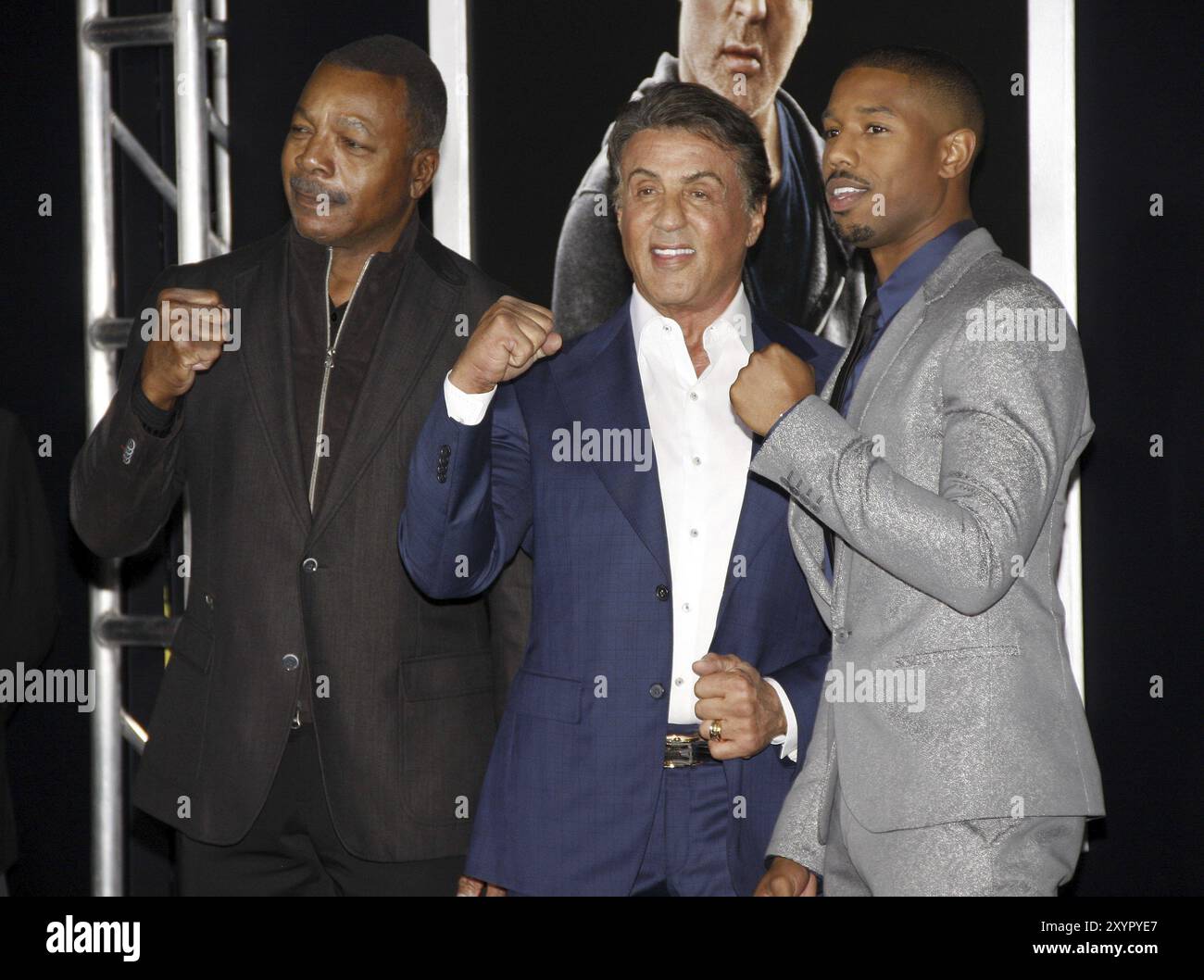 Carl Weathers, Sylvester Stallone and Michael B. Jordan at the Los ...