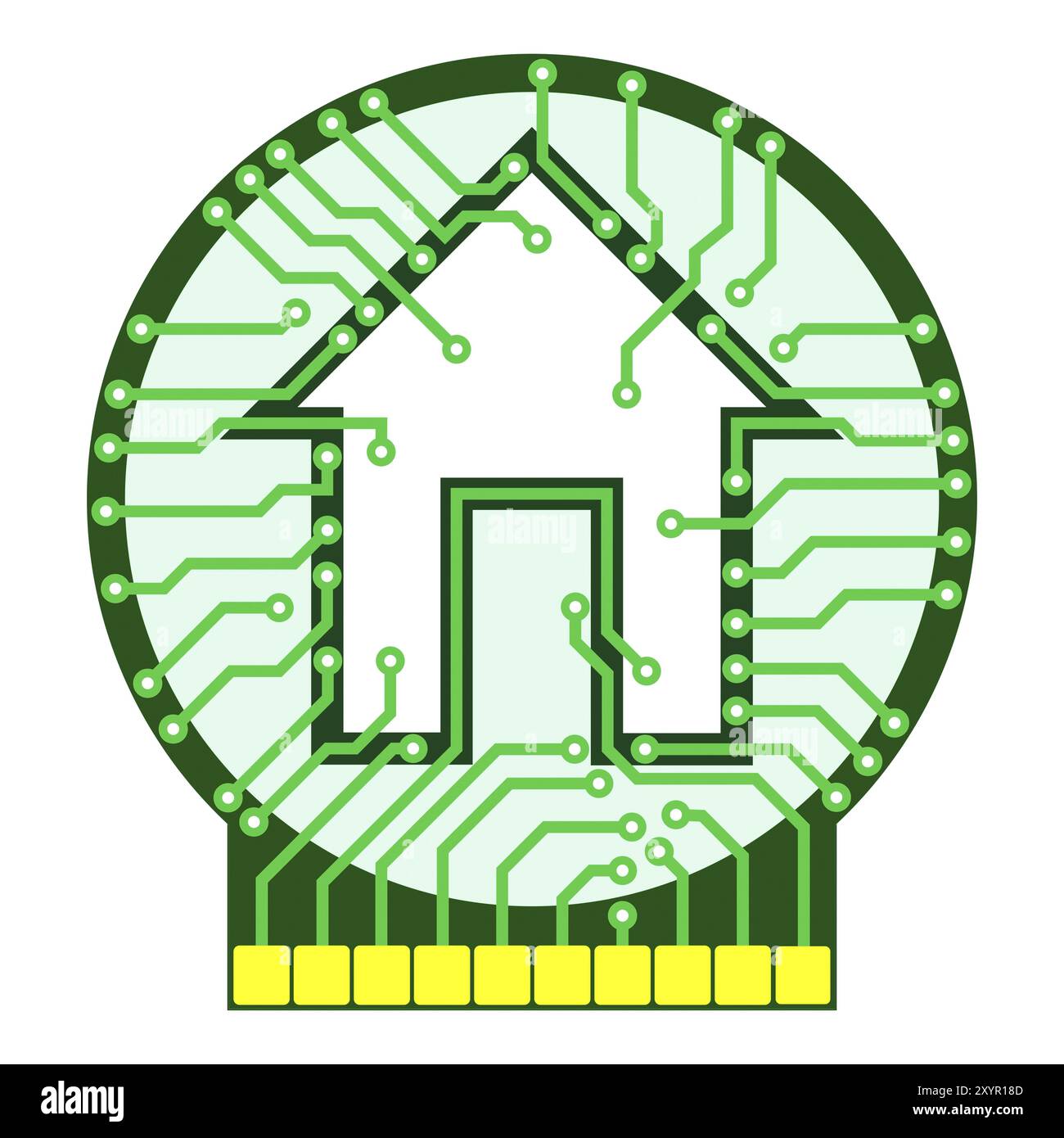 Connected home logo conceptual illustration. Circuit board with house ...