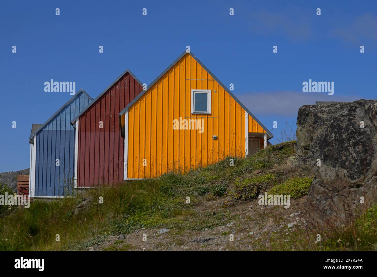 Row of colorful houses in Greenland Stock Photo - Alamy