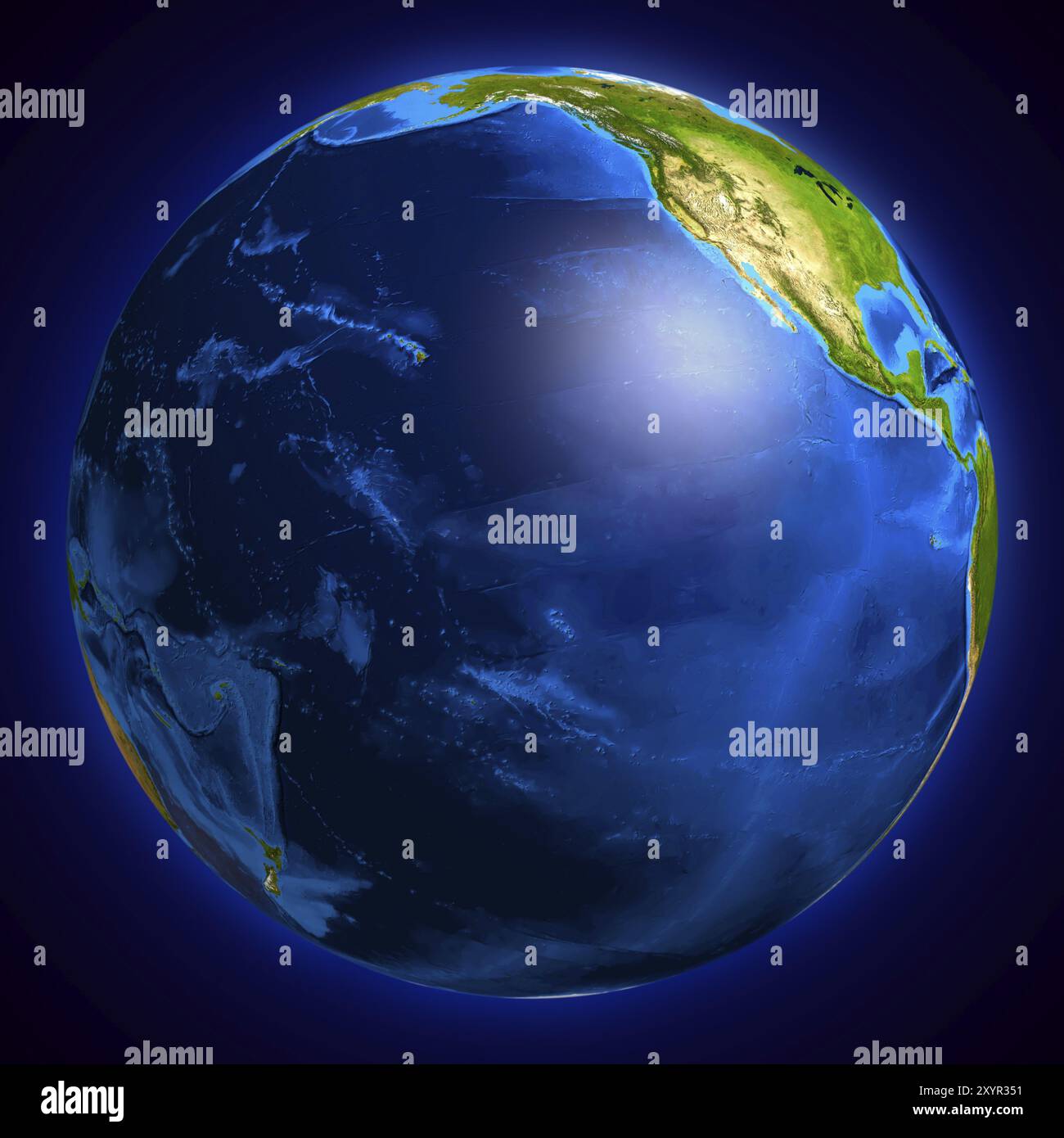 High resolution Earth globe showing the surface of the Pacific ocean ...