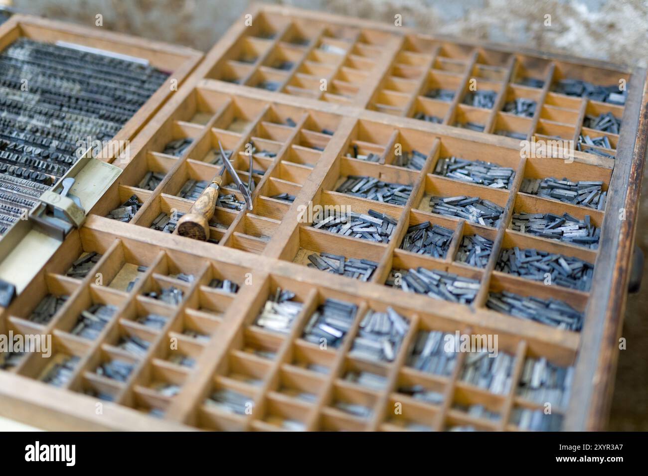 Lettering in a lead type box Stock Photo - Alamy