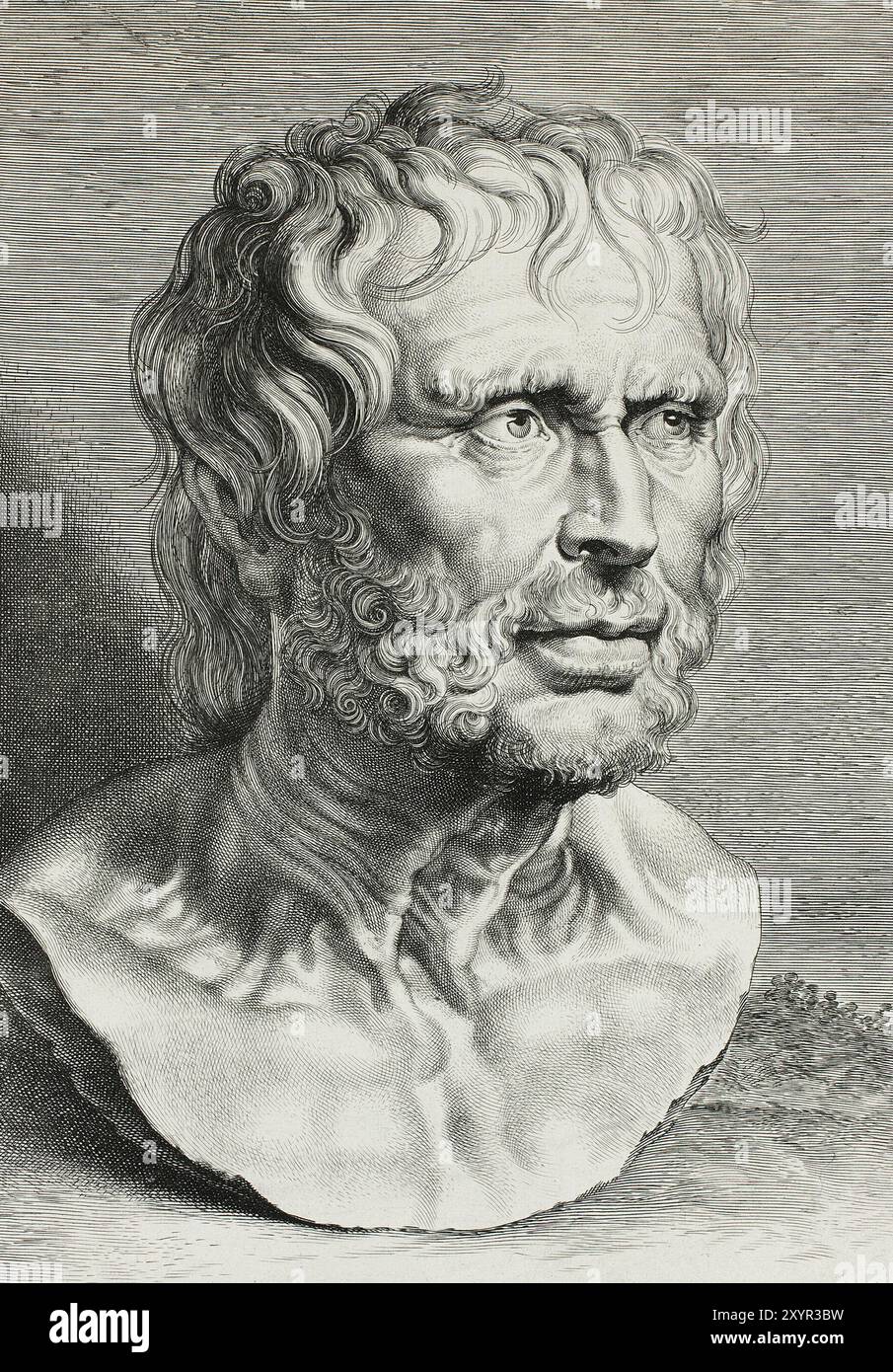 Engraving of Roman stoic philosopher Seneca the Younger c. 1638 by ...