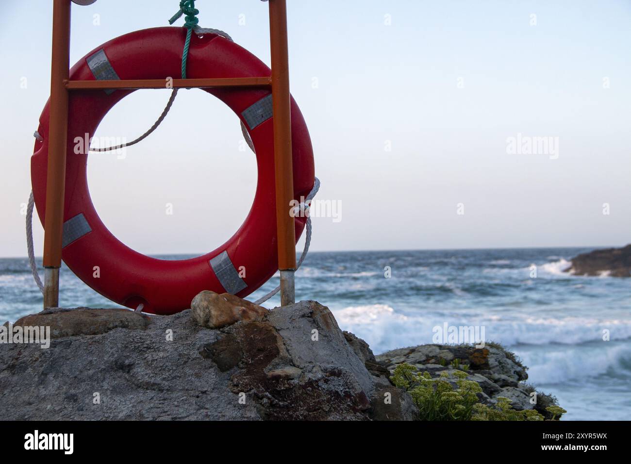 Maritime rescue float on a beach on La Costa Da Morte in Galicia ...