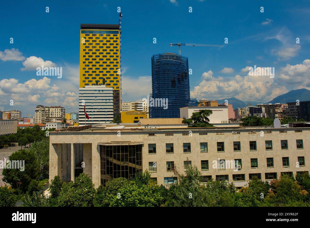 The Albanian capital city Tirana viewed from the top of the historic ...
