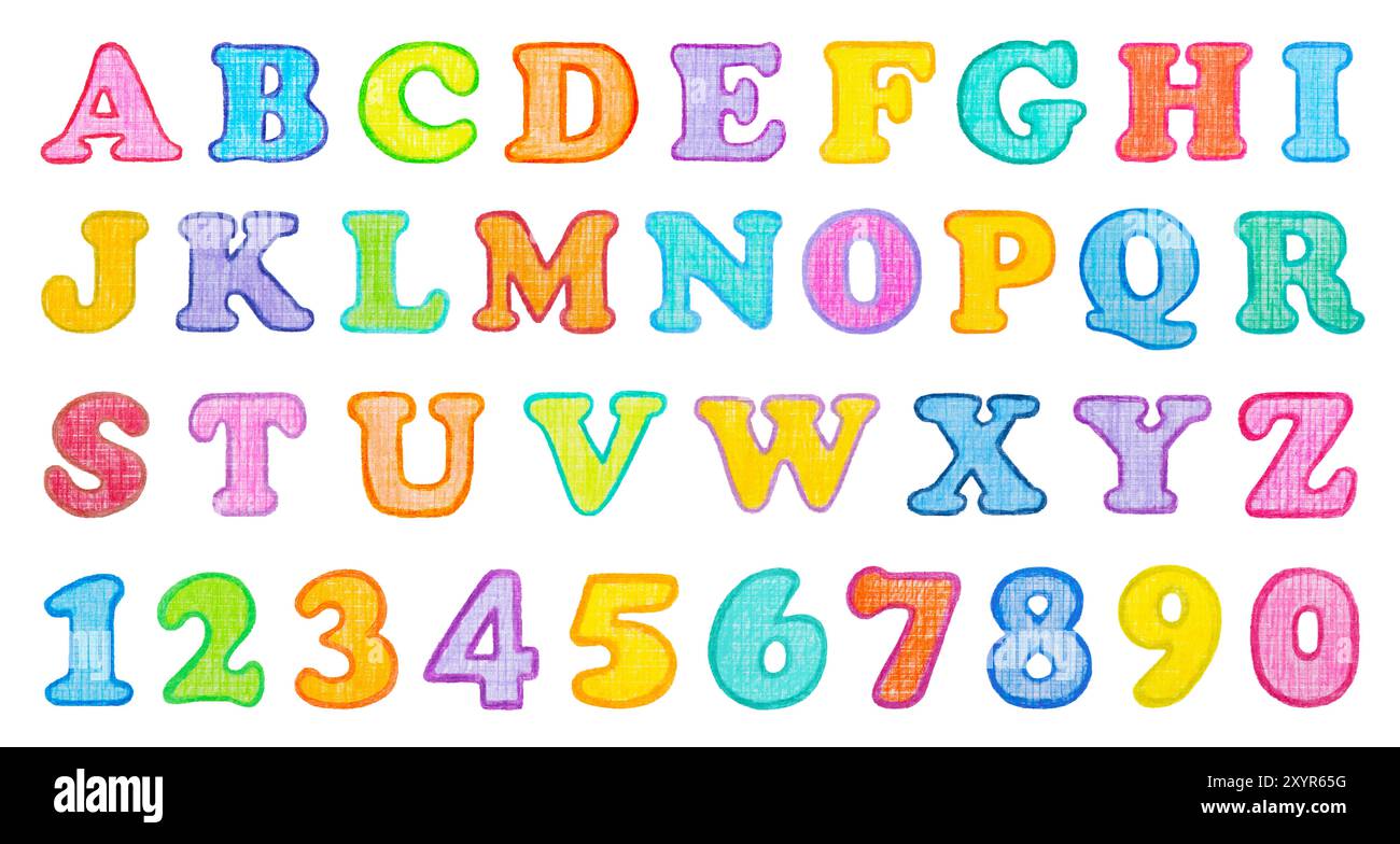 Canvas Textured Crayon Hand Drawing Alphabet Isolated Stock Photo - Alamy