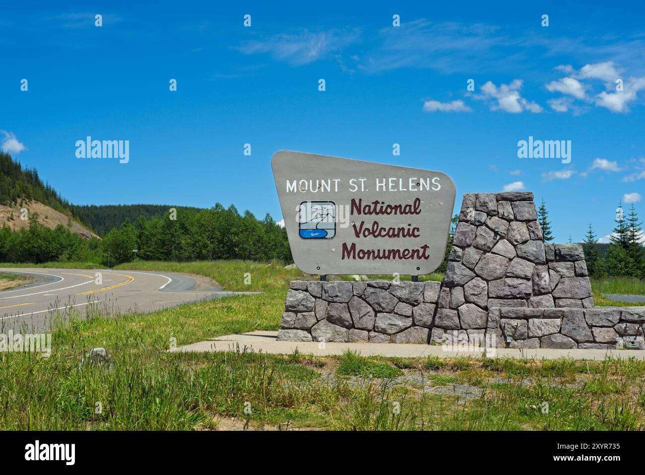 A sign at one of the scenic overlooks in Mount St Helens National ...
