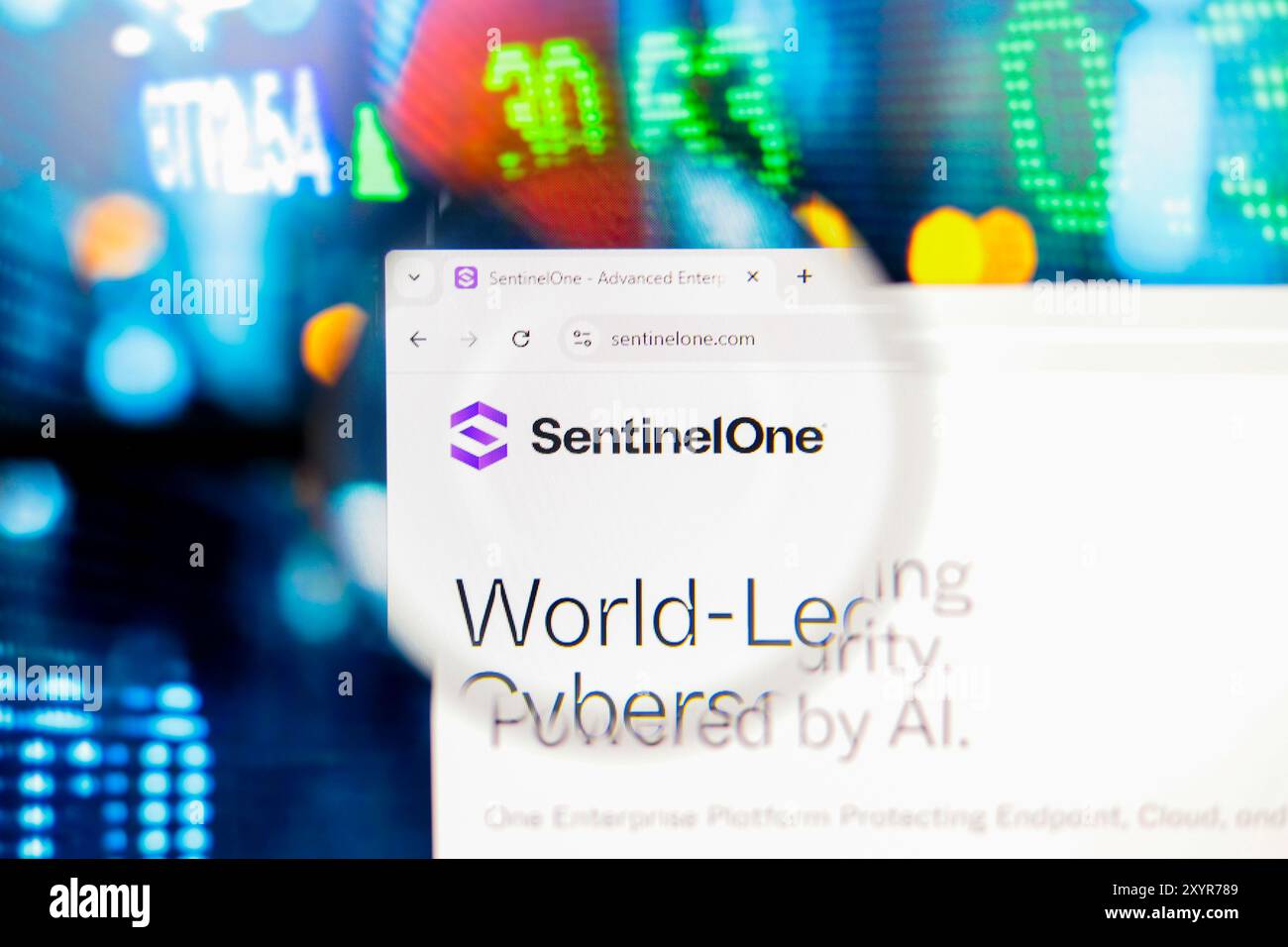In this photo illustration, the SentinelOne, Inc. logo seen displayed ...