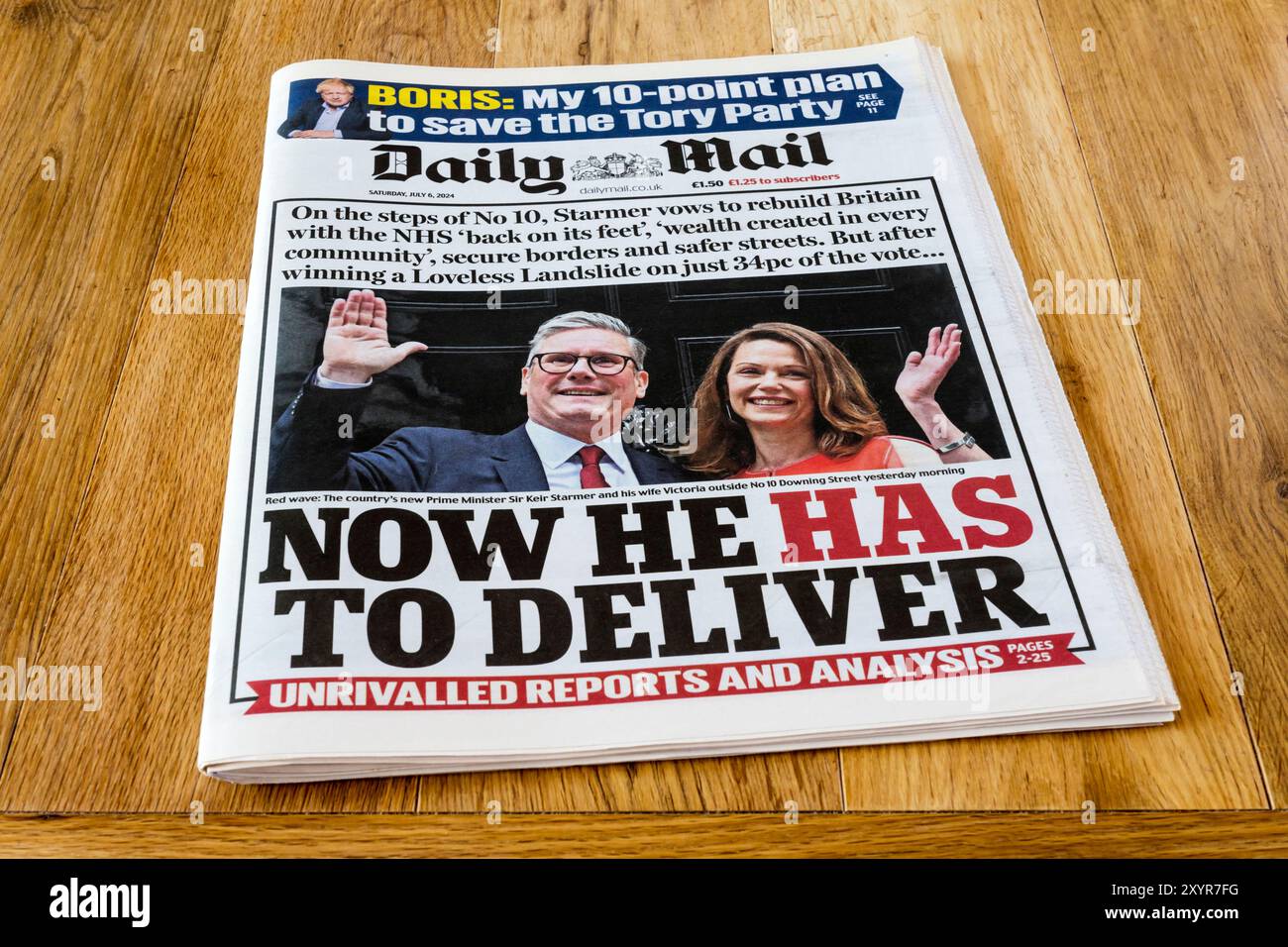6 July 2024. Headline in Daily Mail following Labour election victory ...