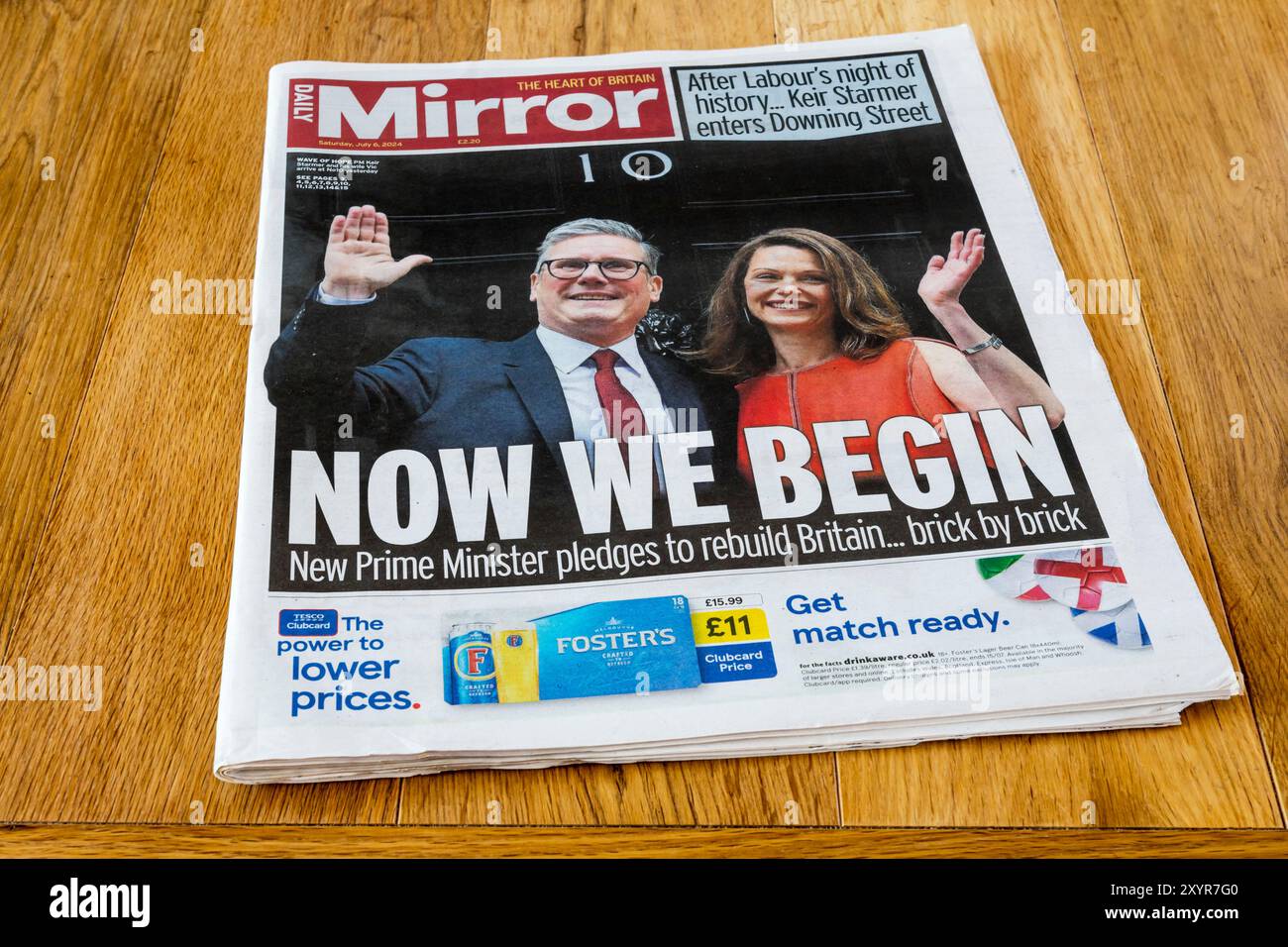 6 July 2024. Headline in Daily Mirror following Labour election victory ...