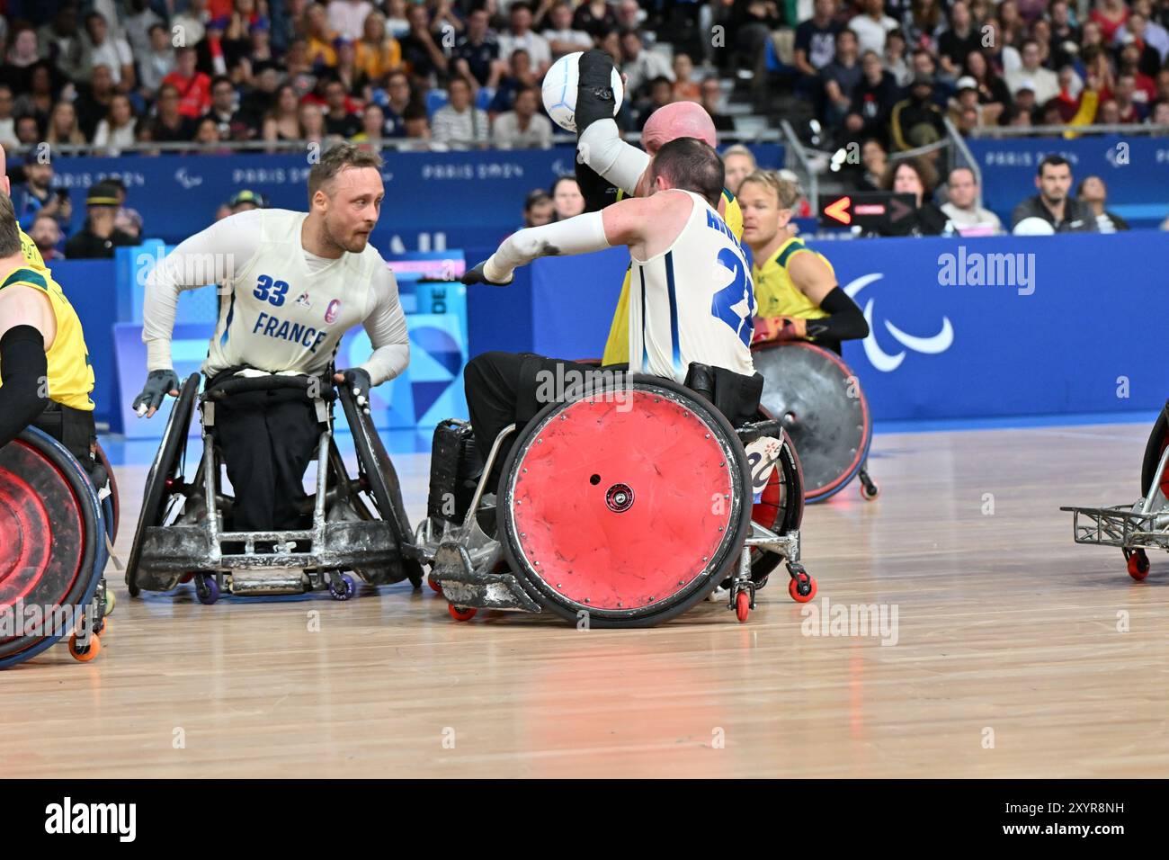 Paris, France. 30th Aug, 2024. Wheelchair Rugby AUS vs FRA 30-8-24 ...